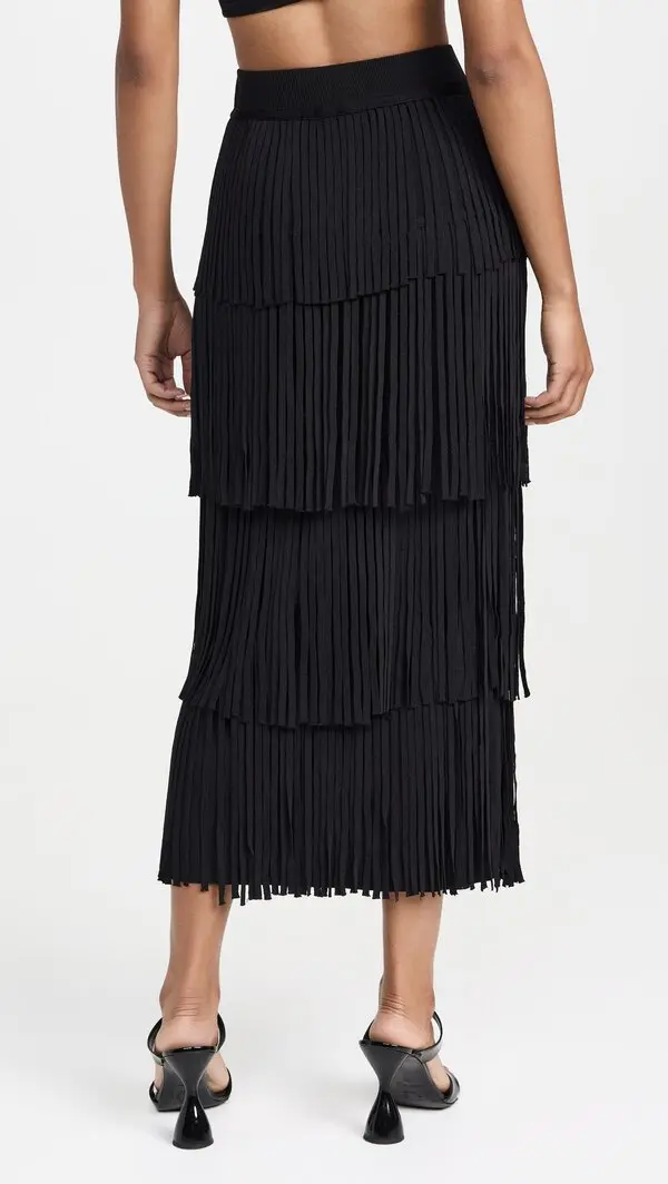 SIMONMILLER Za Za Knit Fringe Skirt - Black