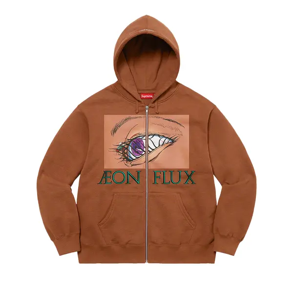 Supreme Aeon Flux Zip Up Hooded Sweatshirt - Brown