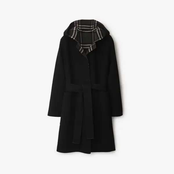 Burberry Mid-length Reversible Wool Car Coat - Black