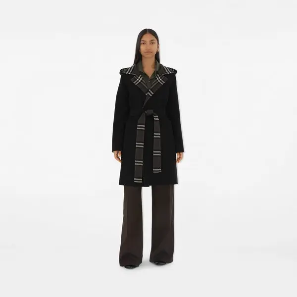 Burberry Mid-length Reversible Wool Car Coat - Black