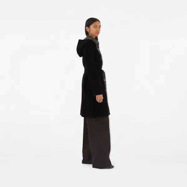 Burberry Mid-length Reversible Wool Car Coat - Black