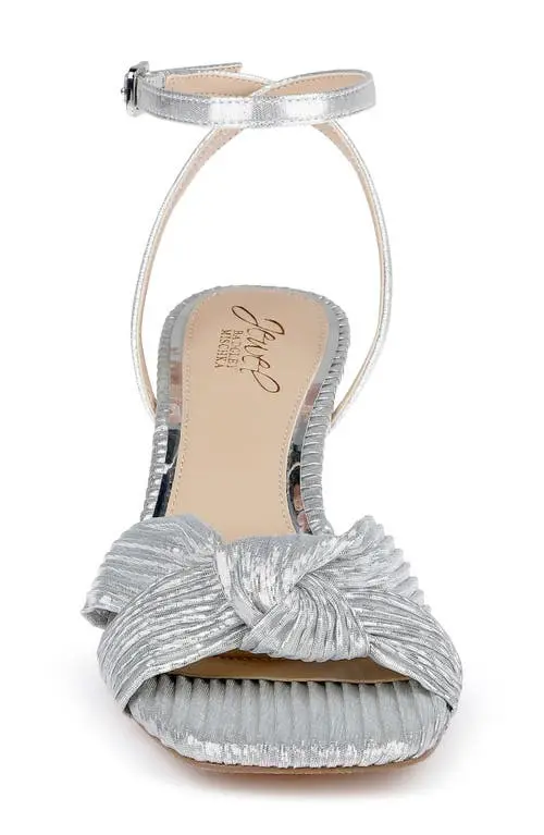 Badgley Mischka Ankle Strap Kitten Heel Sandal - Silver/fabric