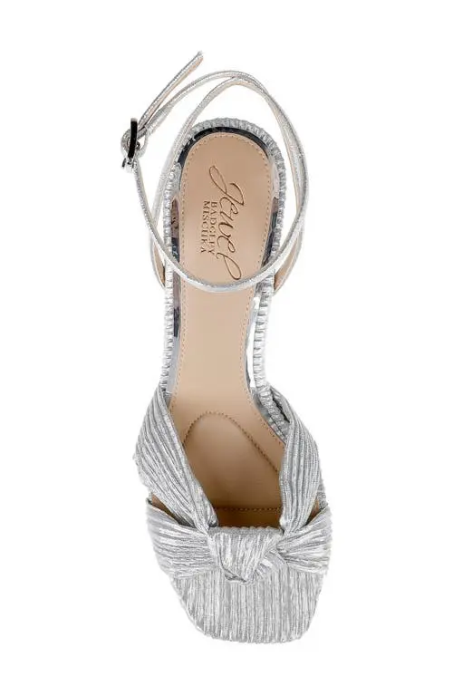 Badgley Mischka Ankle Strap Kitten Heel Sandal - Silver/fabric