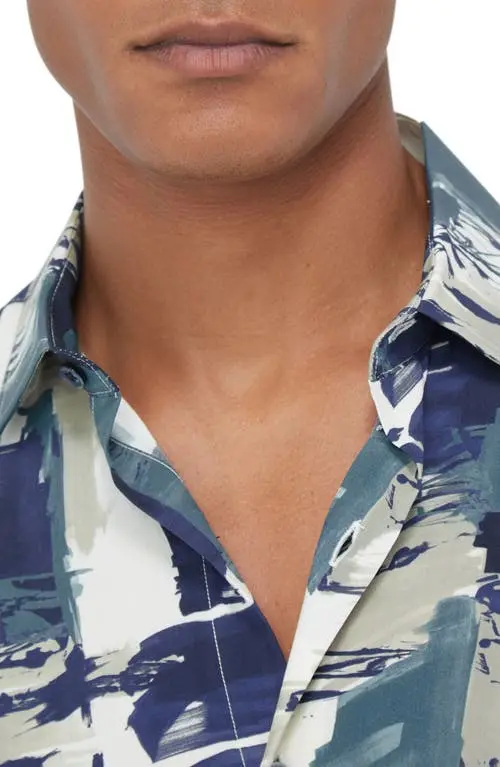Bugatchi Julian Paisley Ecovero™ Viscose Button-up Shirt - Navy Multi