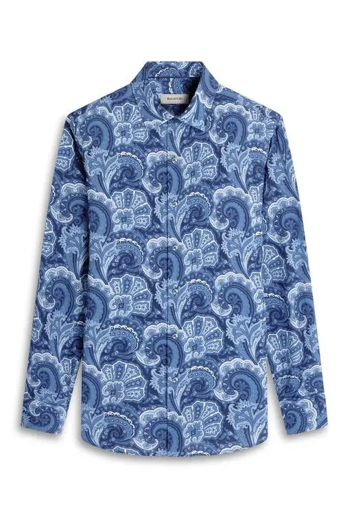 Bugatchi Julian Paisley Ecovero™ Viscose Button-up Shirt - Navy