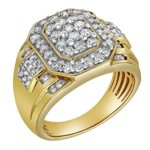 LUVMYJEWELRY Hexonic Premium Diamond Ring - 14k Yellow Gold