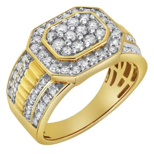 LUVMYJEWELRY Hexonic Diamond Ring - 14k Yellow Gold