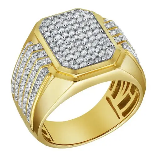 LUVMYJEWELRY Hexwall Diamond Statement Ring - 14k Yellow Gold