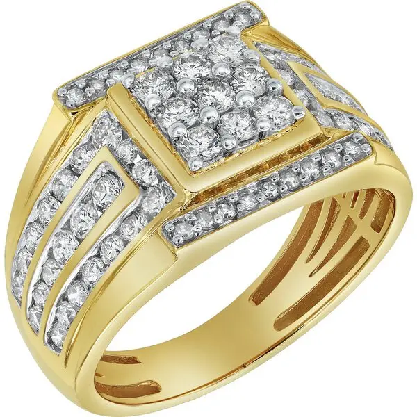 LUVMYJEWELRY Iced Hammered Diamond Statement Ring - 14k Yellow Gold