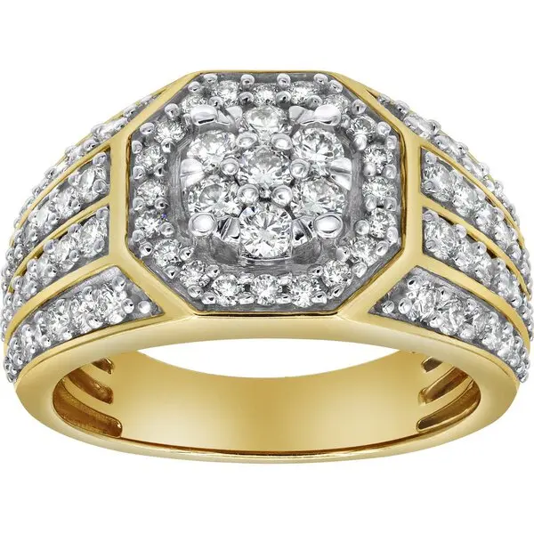LUVMYJEWELRY Hex Rose Diamond Ring - 14k Yellow Gold