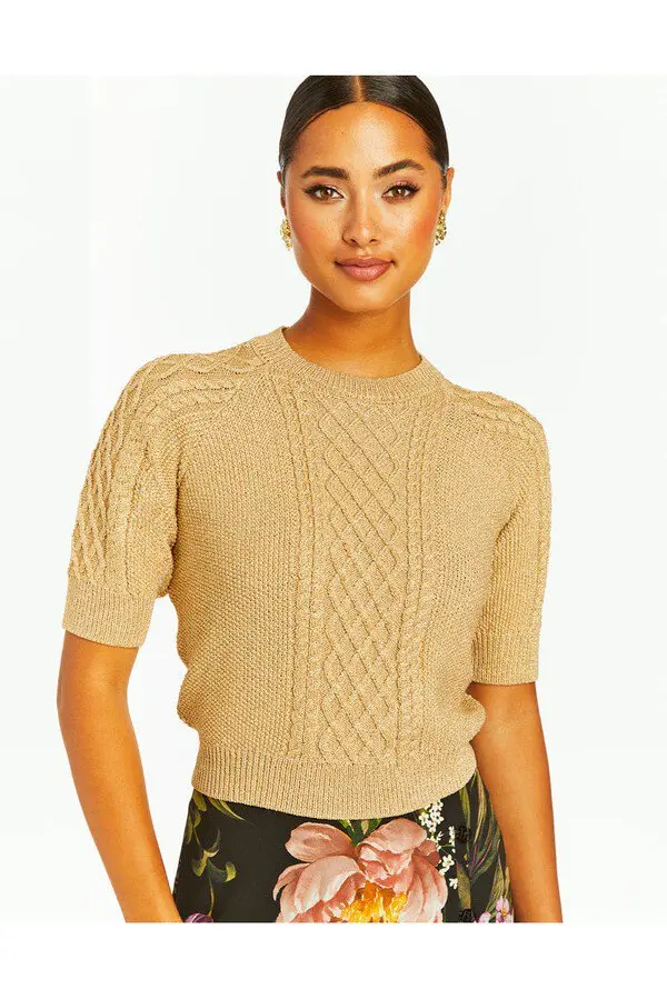 Mestiza New York Enya Metallic Cable Knit Sweater