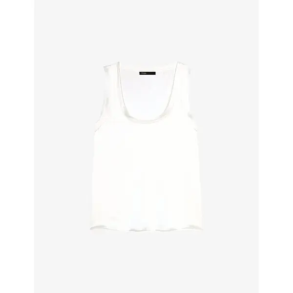 Maje Round-neck Stretch-silk Top - Blanc