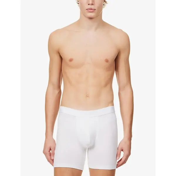 Sunspel Elasticated-waistband Stretch-cotton Trunks - White