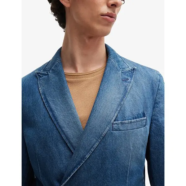 BOSS Slim-fit Double-breasted Denim Blazer