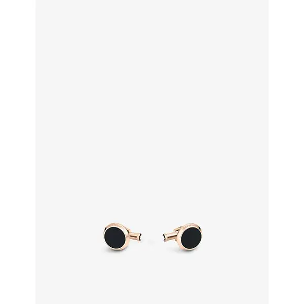 Montblanc Meisterstück Rose Gold-toned Stainless-steel And Onyx Cufflinks - One-color