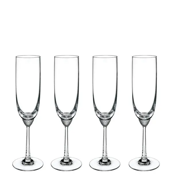 VILLEROY & BOCH Set Of 4 Crystal Octavie Champagne Flutes - Clear