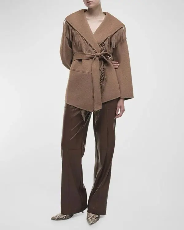 Simkhai Rowen Fringe Belted Jacket - Beige
