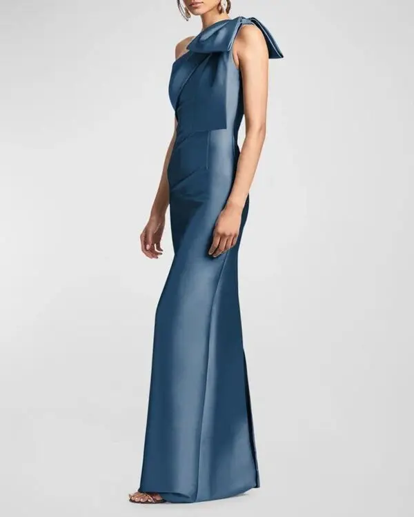 SACHIN BABI Sachin & Babi Bonne One-shoulder Column Gown - Blue