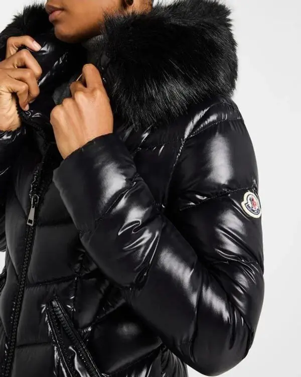Moncler Fulmarus Faux Fur-trimmed Long Down Jacket - Black
