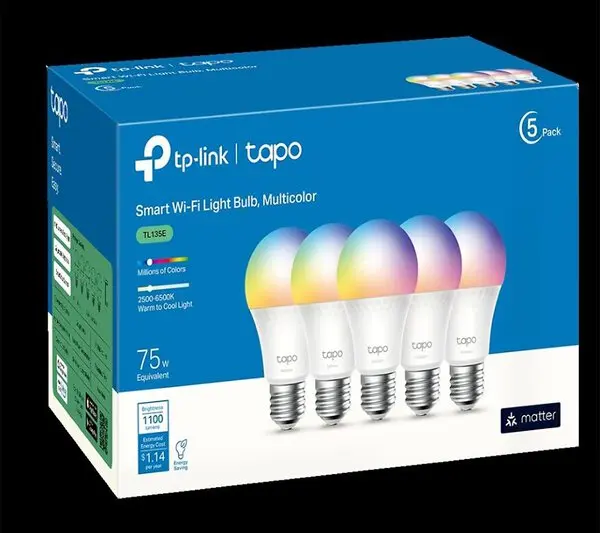 TP-LINK Tapo Tl135e Smart Wifi Multicolor Light Bulb 5-pack
