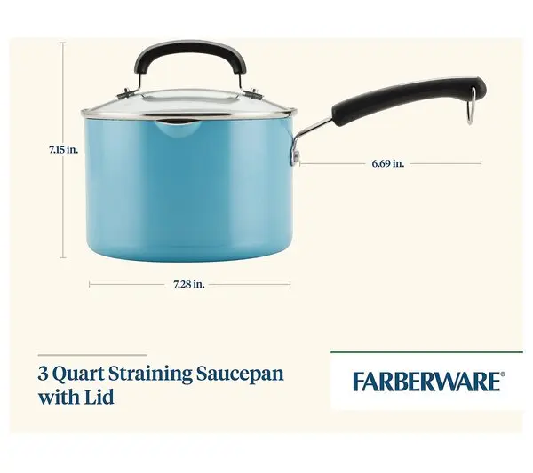 FARBERWARE Eco Advantage Ceramic Covered Saucep An 3qt