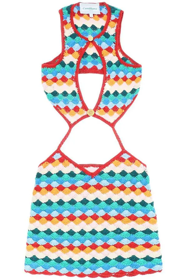 casablanca dress crochet Rainbow Shell' Mini In Multicolor - 33% Off Casablanca brand Women's Velvet Bodycon Dress Leg slit emphasizing the subtle line Size:18.5 36/37