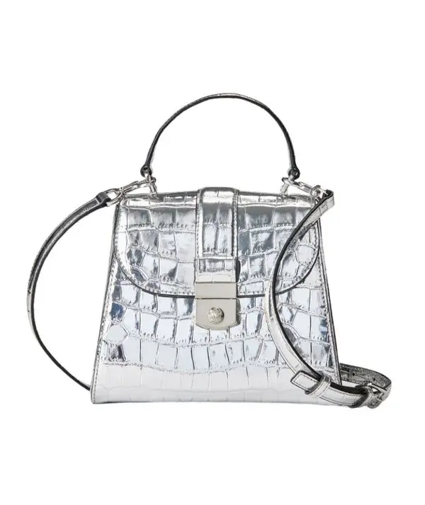Veronica Beard Croc-embossed Crest Lock Satchel