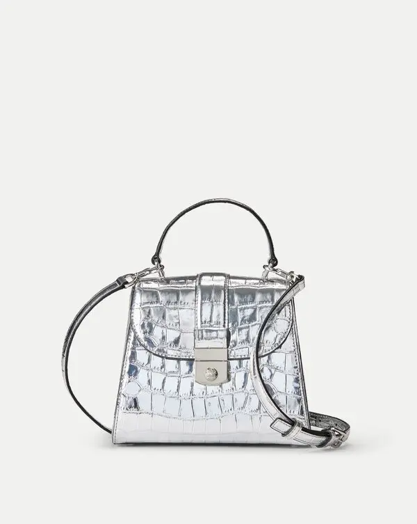 Veronica Beard Croc-embossed Crest Lock Satchel