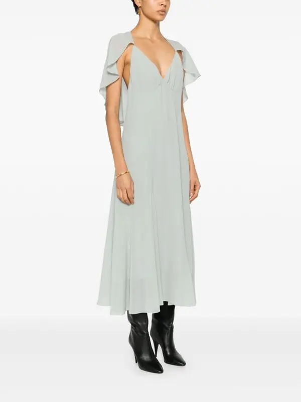 Chlo Silk Georgette Midi Dress - Green | Editorialist