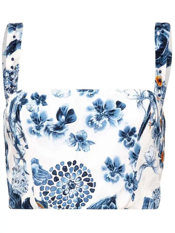 Agua Bendita Cacao Petalo Cropped Top - White