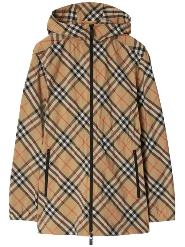 Burberry Nova Check Hooded Coat - Neutrals