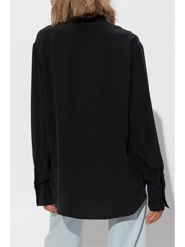 Victoria Beckham Ruffled Silk Blouse - Black