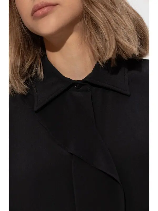 Victoria Beckham Ruffled Silk Blouse - Black