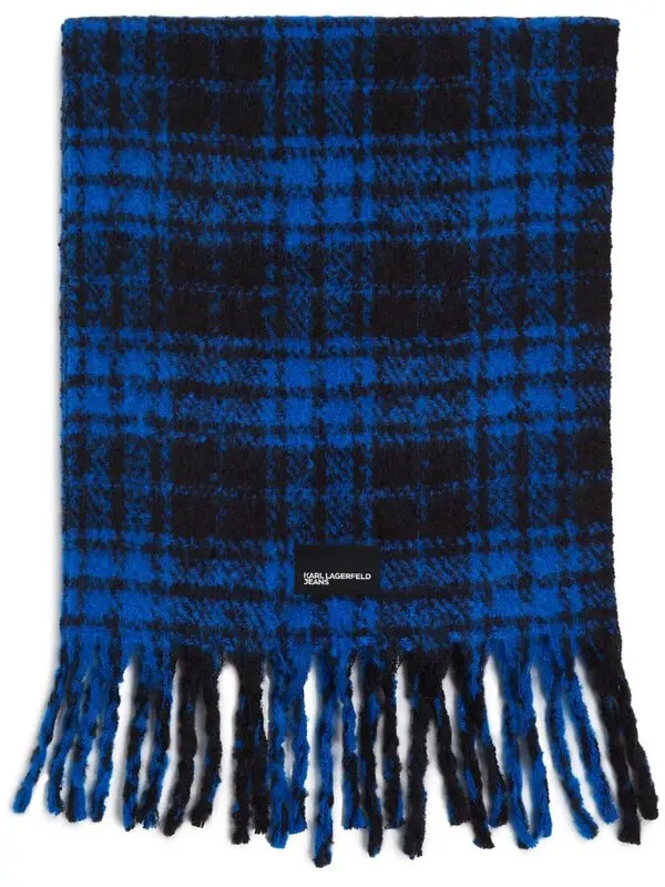 Karl Lagerfeld Checked Knitted Scarf - Blue