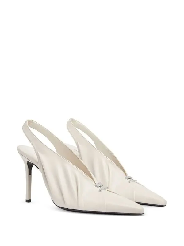 COURREGES Draped Faux Leather Slingback Pumps - White