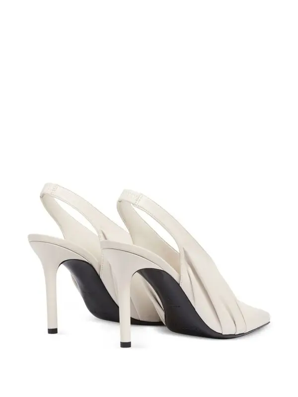 COURREGES Draped Faux Leather Slingback Pumps - White