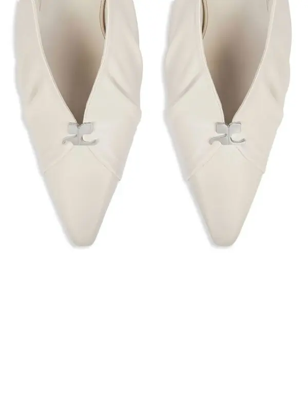COURREGES Draped Faux Leather Slingback Pumps - White