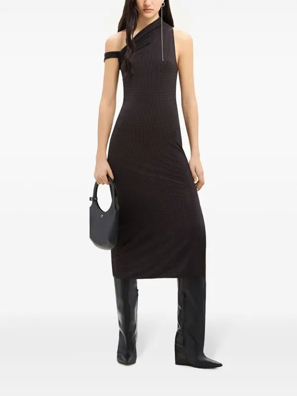 COURREGES Houndstooth Twist Midi Dress