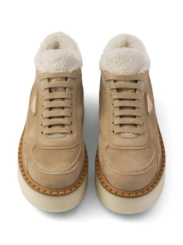 Prada Suede Mid-top Sneakers - Neutrals