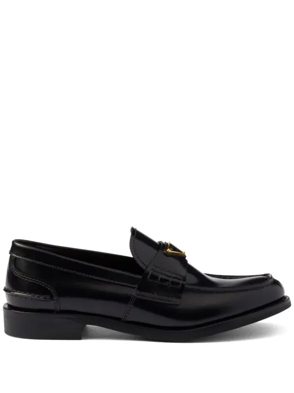 Prada Brushed Leather Loafers - Black