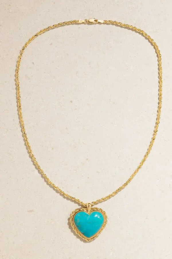 Established 18-karat Turquoise Heart Necklace - Gold