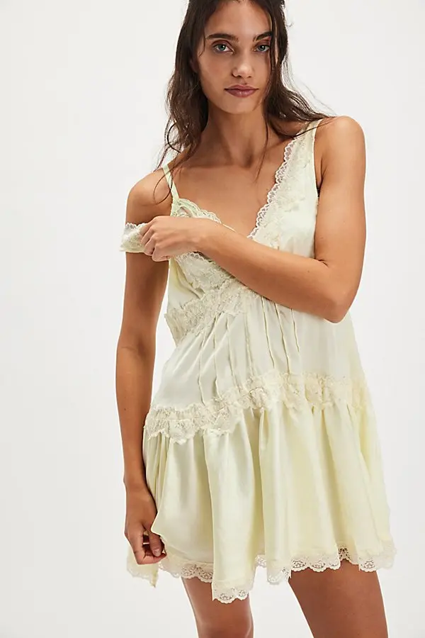 Free People In This Groove Mini Slip - Limon Ice
