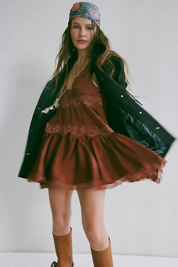 Free People In This Groove Mini Slip - Toasted Cocoa