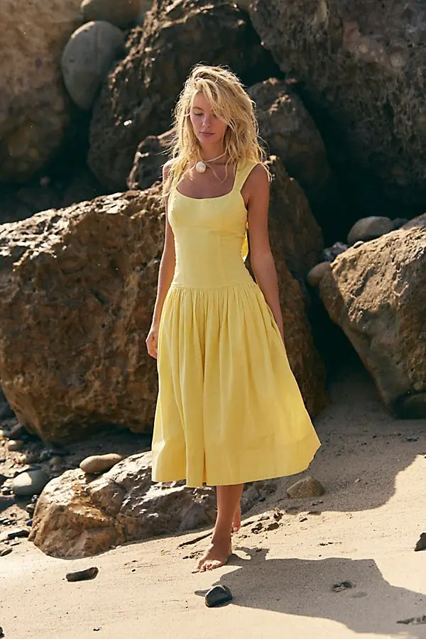 knee length dresses for ladies free people Size xsp Yellow Dress  Renee's Resale Clothing Outlet