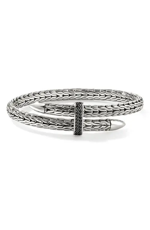 John Hardy Spear Flex Cuff - Silver/ Black