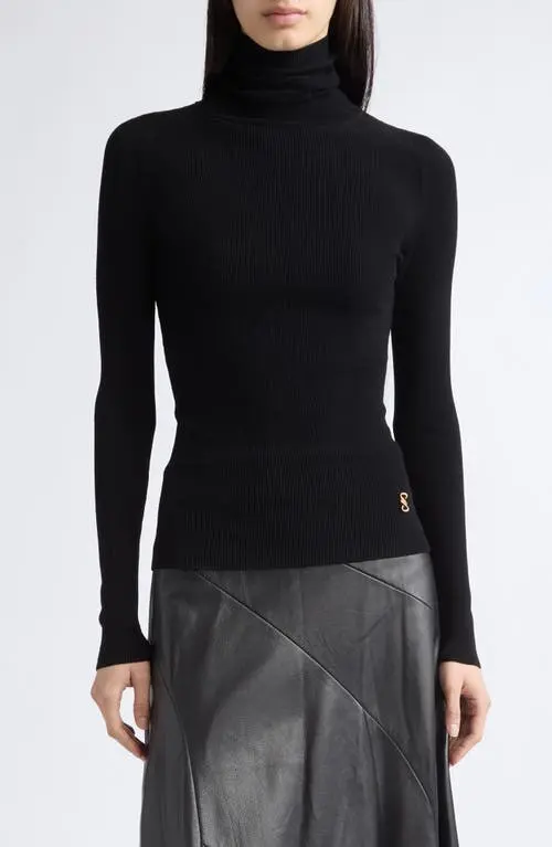 Proenza Schouler Longline Ribbed Turtleneck Top - Black