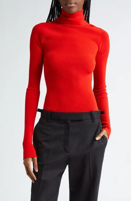 Proenza Schouler Longline Ribbed Turtleneck Top - Red