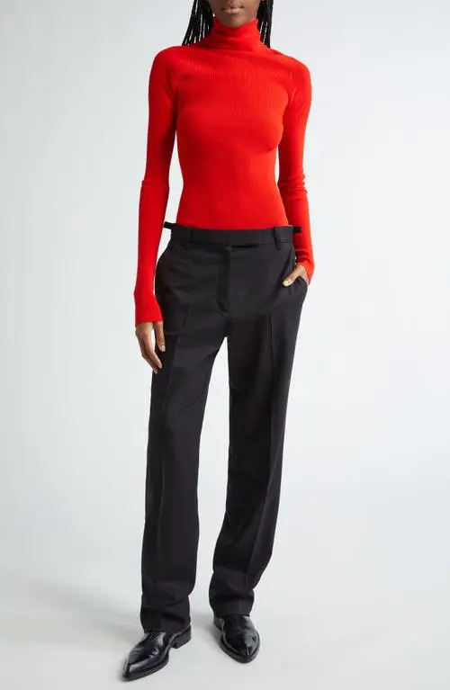 Proenza Schouler Longline Ribbed Turtleneck Top - Red