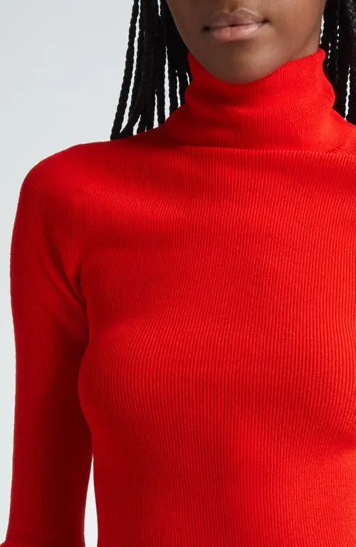 Proenza Schouler Longline Ribbed Turtleneck Top - Red