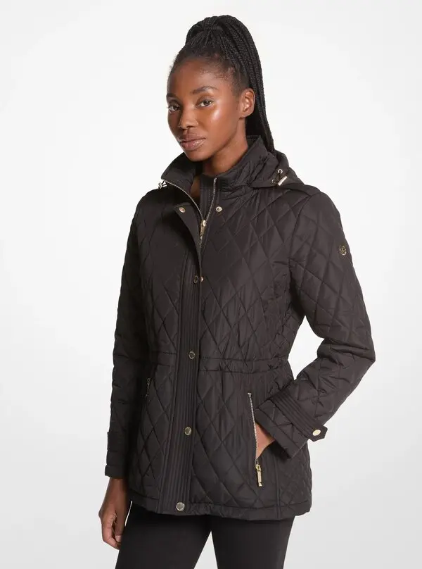 Michael Kors Quilted Hooded Jacket - Black